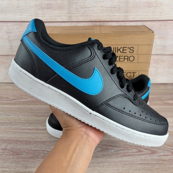 Nike | Shoes | New Nike Court Vision Low Black Laser Blue Sneakers Men ...